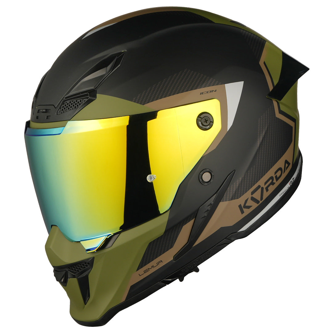 Korda Icon Lemur Helmet - Military Green | ECE 22.06 & ISI Certified ...