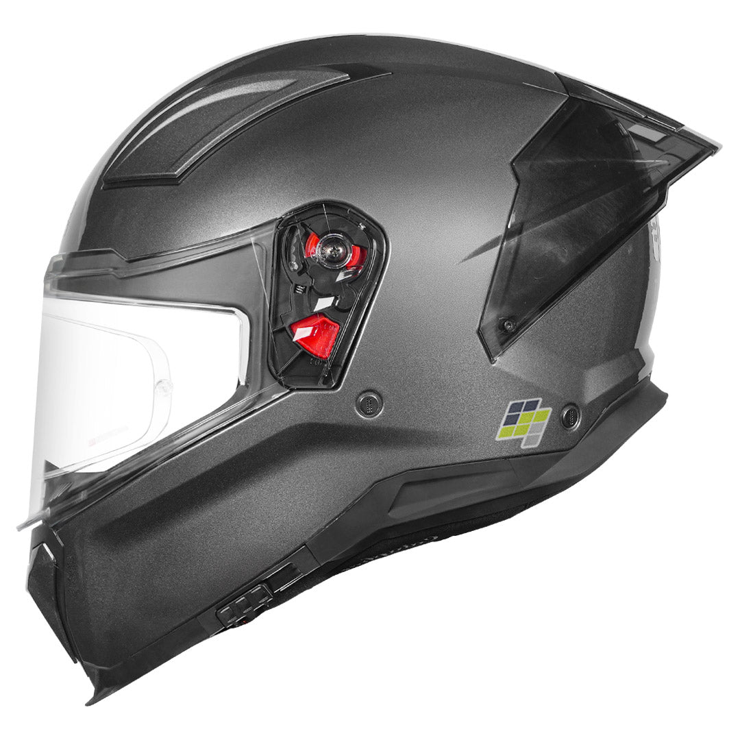 STUDDS Helios Solid Gun Grey Helmet | With Anti-Fog 100 – PowerSports