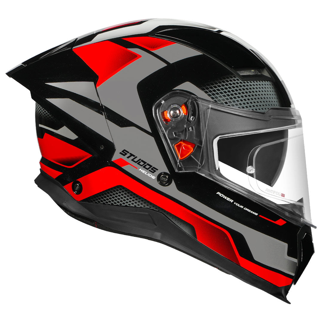 STUDDS Helios Asphalt Helmet | With Sun Visor & Anti-Fog 100 – PowerSports